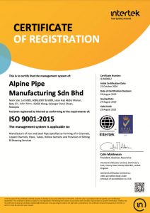 Certificates – Alpine Pipe
